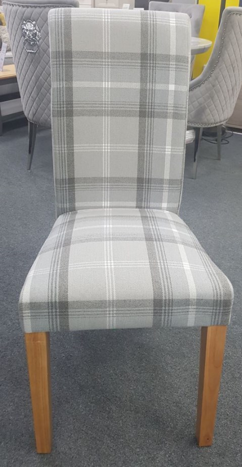 Grey Check Dining Chair
